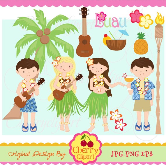 Luau Party Digital Clipart Set personal and Commercial | Etsy