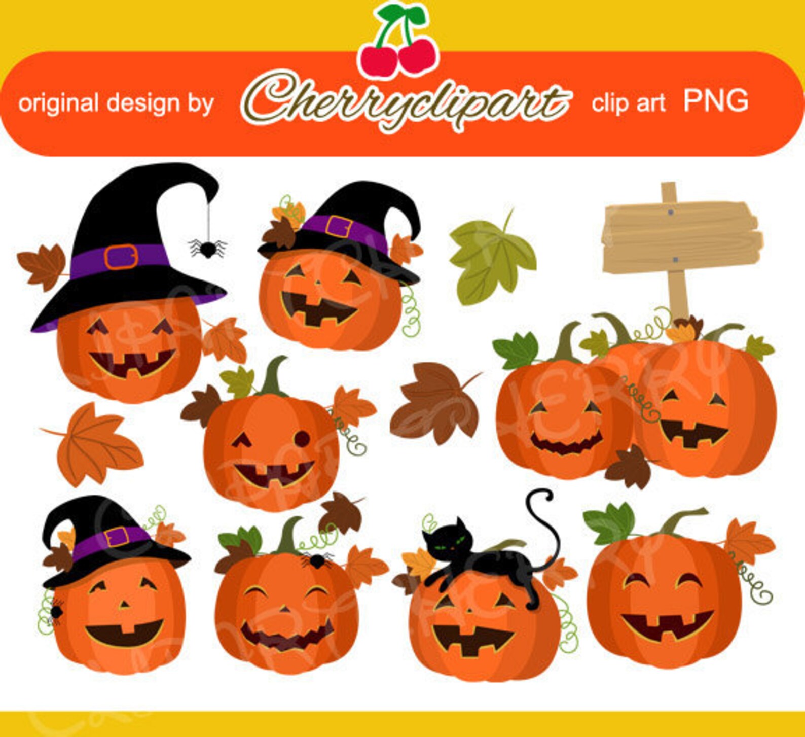 Halloween Happy Pumkins Digital Clip Art-personal and Commercial Use ...