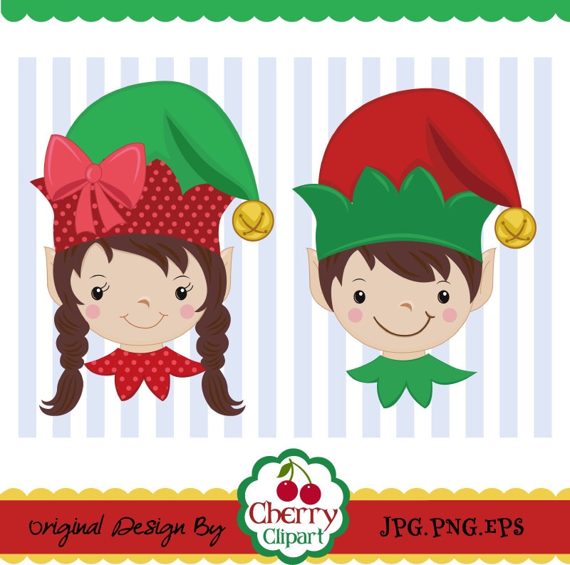 Christmas ElfElf boy and girl digital clip art CH0031 | Etsy
