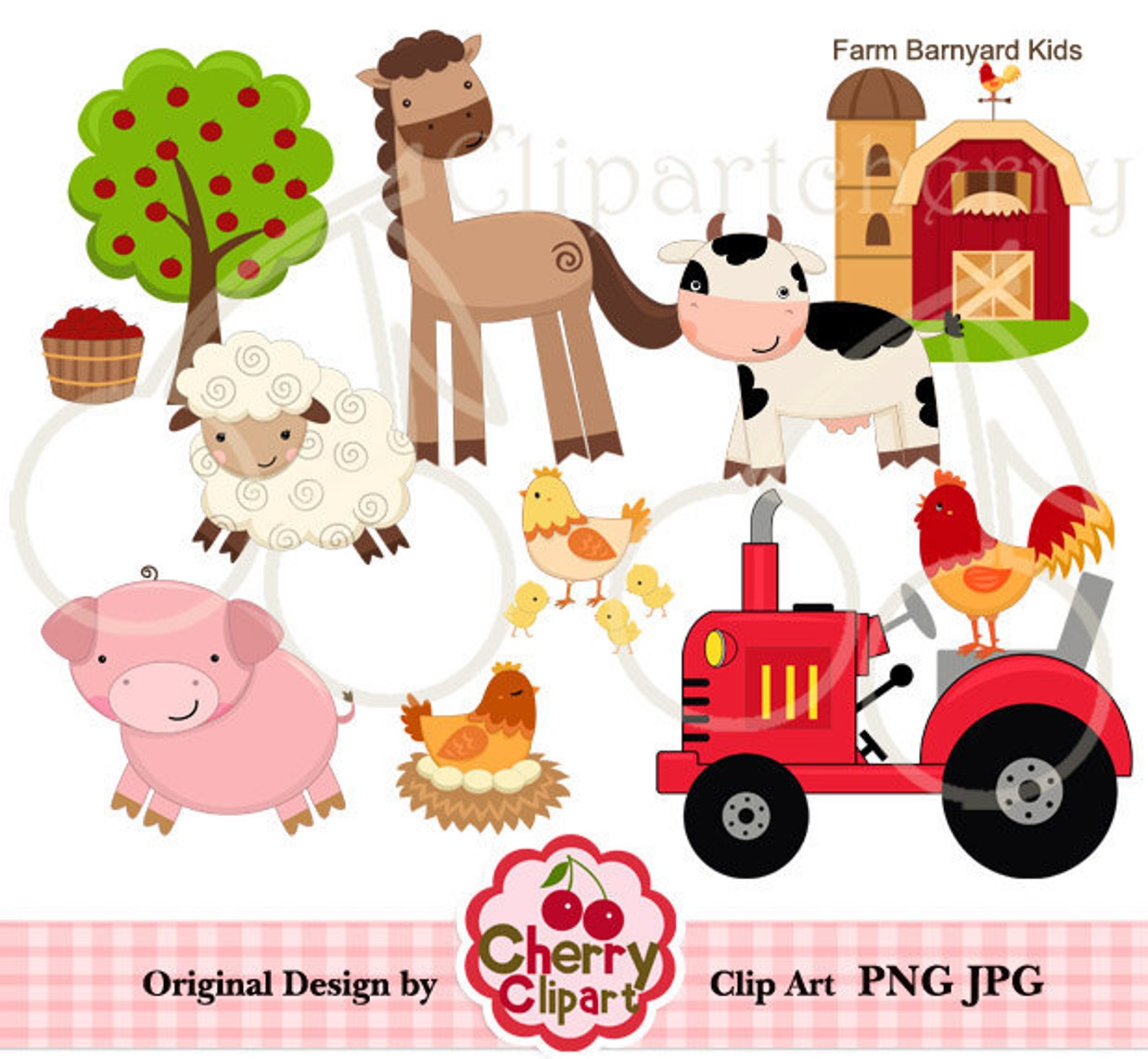 Farm Barnyard Kids Digital Clipart Set For-personal and - Etsy