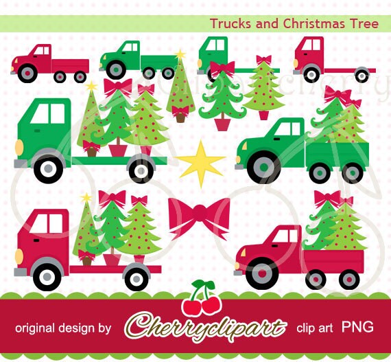 Trucks and Christmas Tree Digital Clipart For-personal and | Etsy