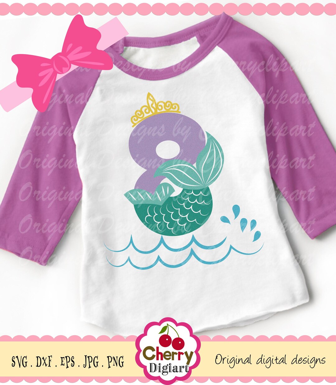 Mermaid Tail Number 8 SVG Dxf ,mermaid SVG Silhouette and Cricut Cut ...