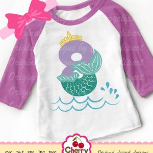 Mermaid Tail Number 8 SVG Dxf ,mermaid SVG Silhouette and Cricut Cut ...