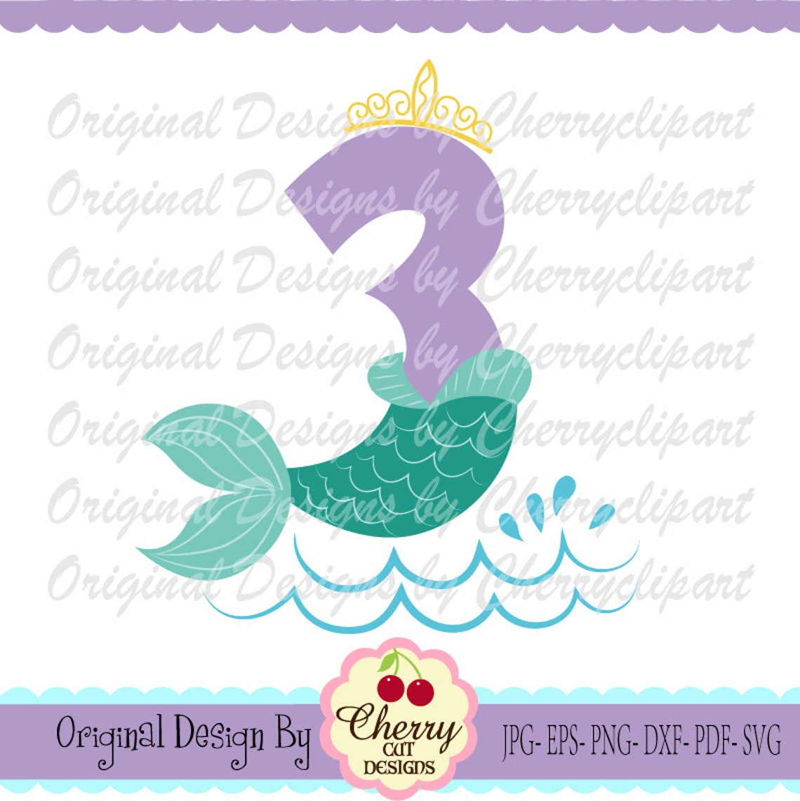 Mermaid Tail Number 3 SVG Dxf mermaid SVG Silhouette and | Etsy