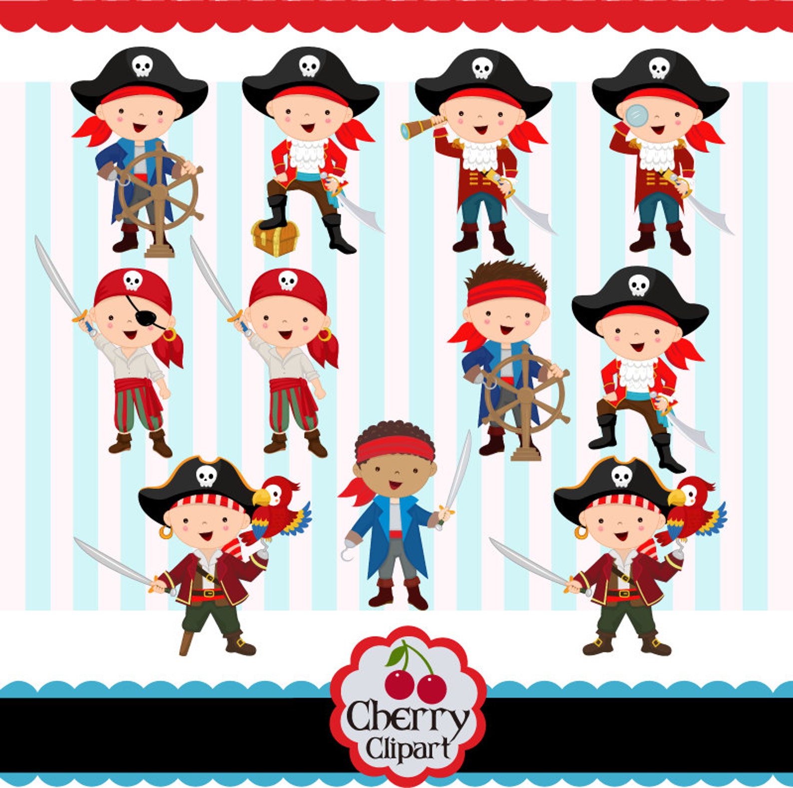 Pirate Elements_children Pirates for Boys Digital Clip Art Set-personal ...