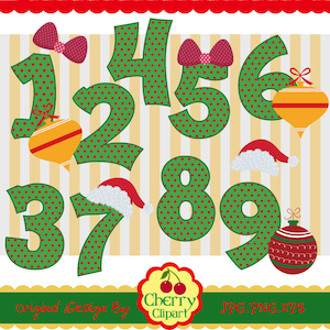 Christmas Numbers Clip Art,birthday Numbers,holiday Numbers Set ...