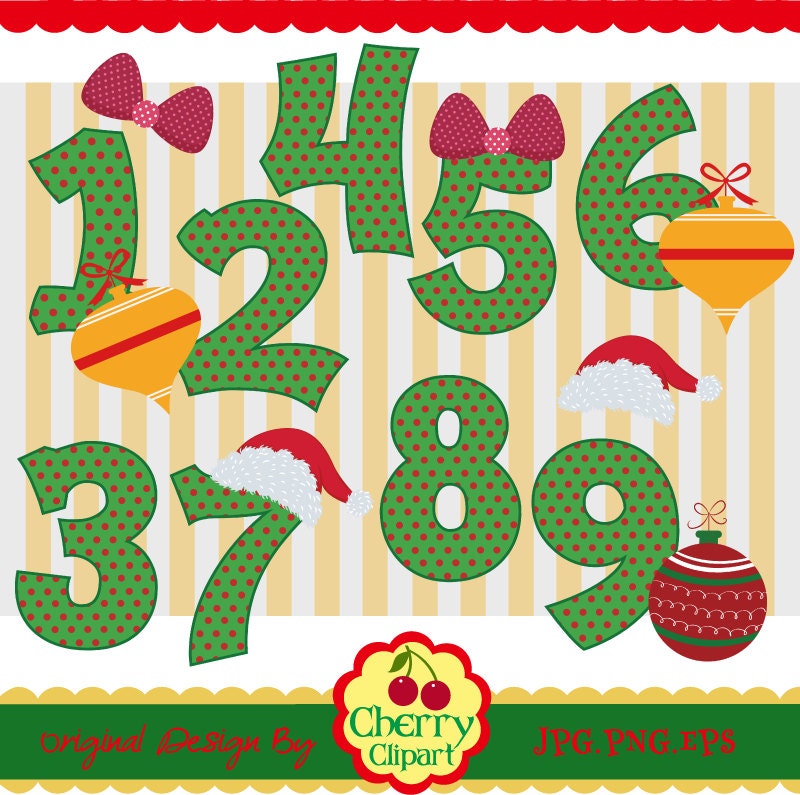 Christmas Numbers Clip Artbirthday Numbersholiday Numbers - Etsy