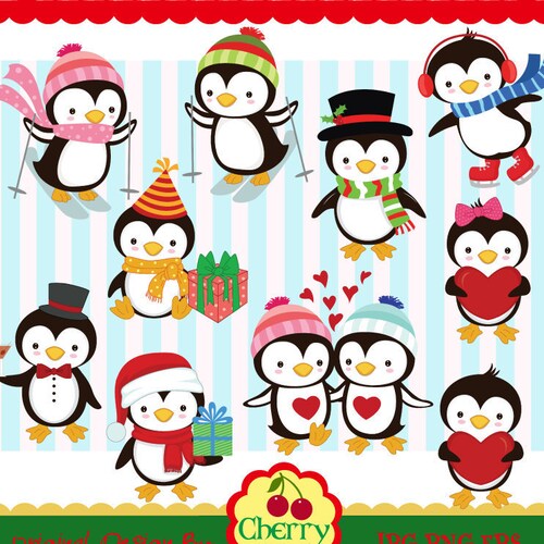Cute Playful Penguins Digital Clipart For-personal and | Etsy