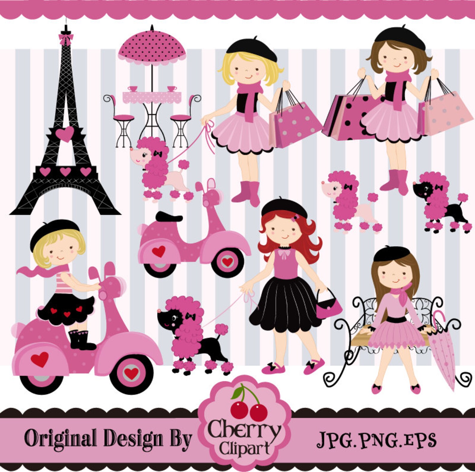 Paris Element Digital Clipart Set 2 Digital Matching Papers - Etsy