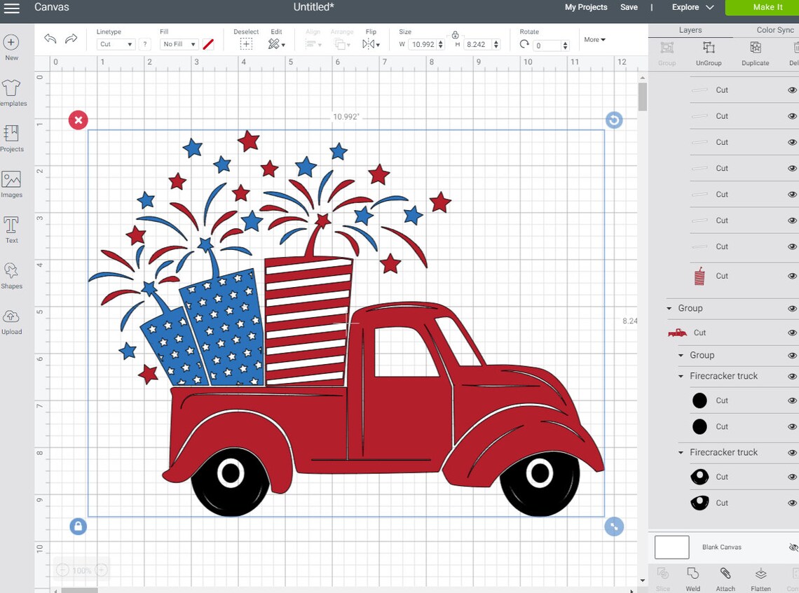 4th of July Firecracker Truck SVG DXF Patriotic Truck - Etsy