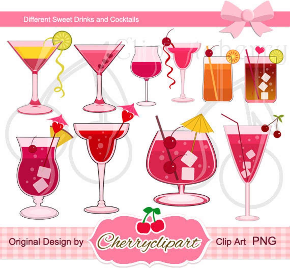 Sweet Drinks and Cocktails Digital Clipart For-personal and - Etsy