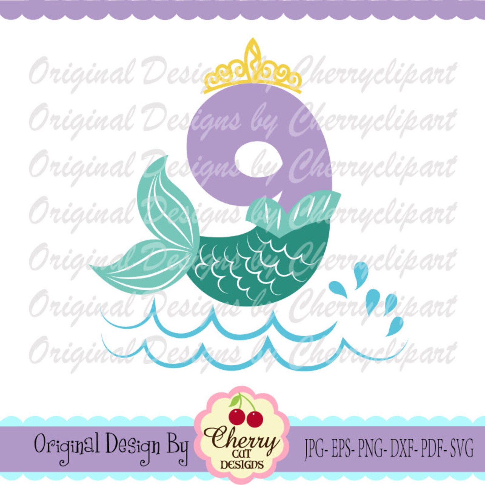 Mermaid Tail Number 9 SVG Dxf mermaid SVG Silhouette and - Etsy
