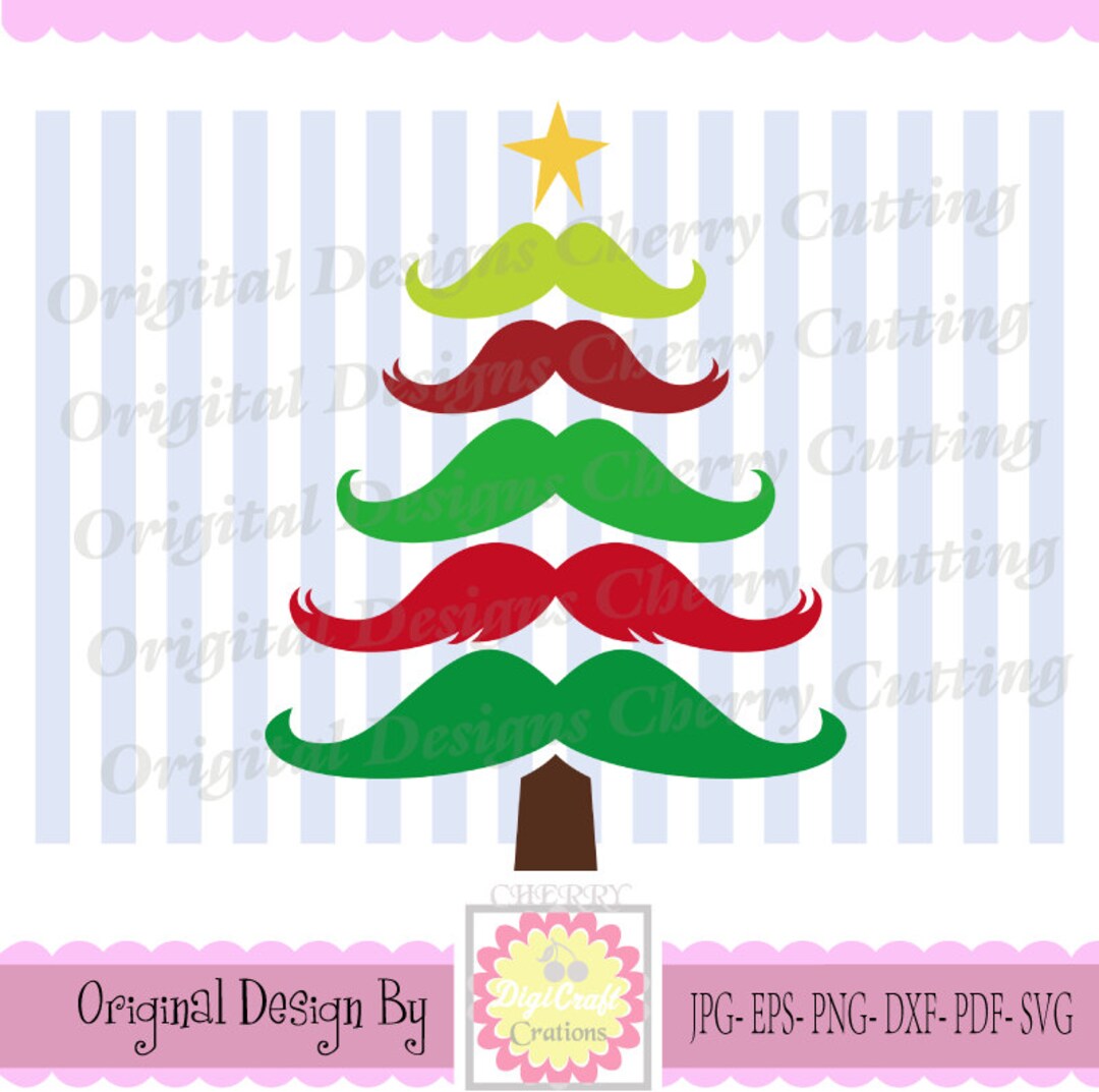 Christmas Mustache Tree SVG PNG: Funny Holiday Clipart (digital ...