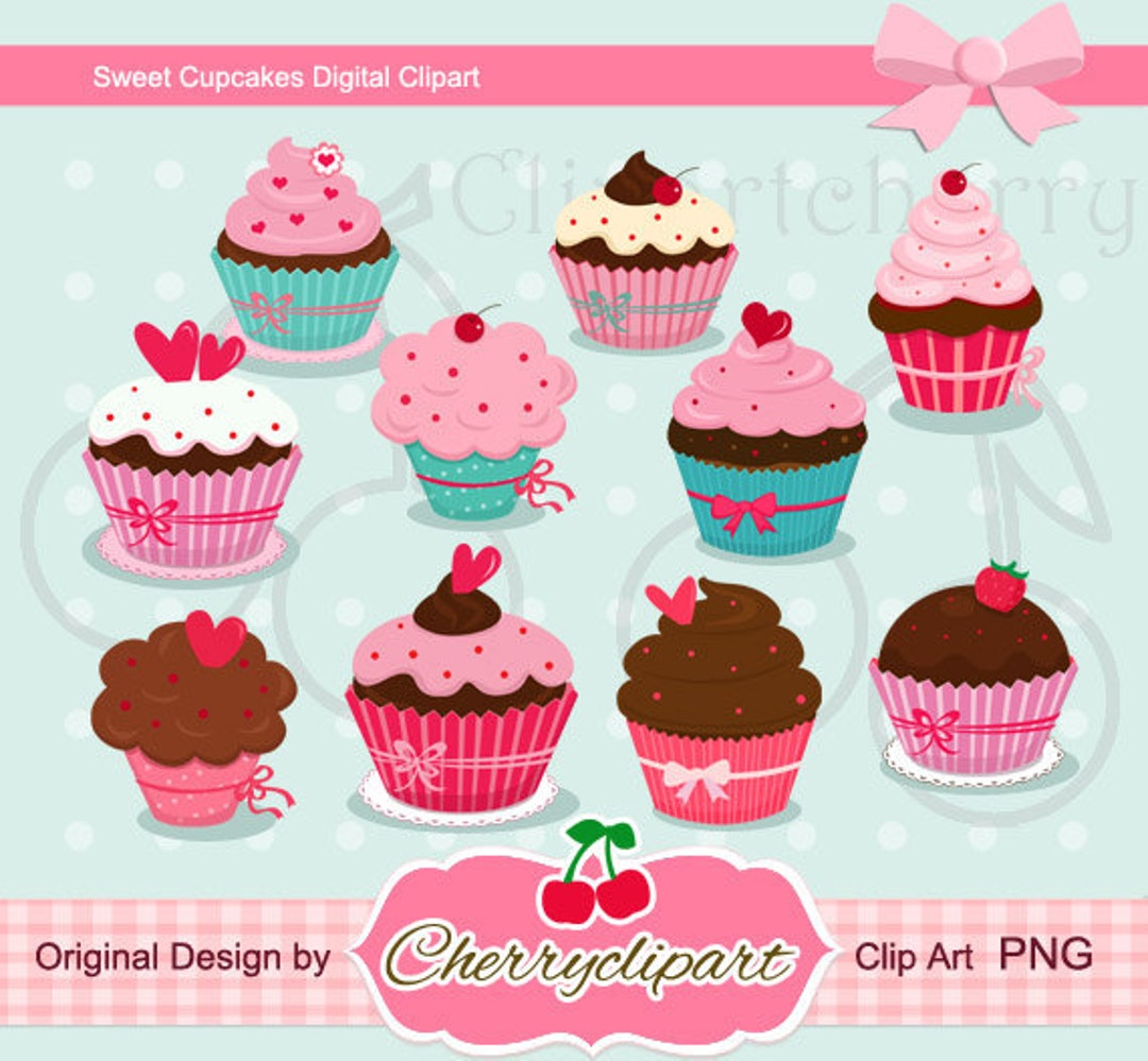 Sweet Cupcakes Digital Clipart Set For-personal and Commercial Use- for ...
