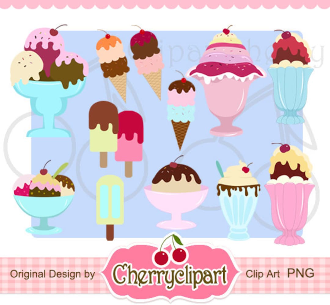 Ice Cream Sundae Digital Clipart Set-personal and Commercial Use ...