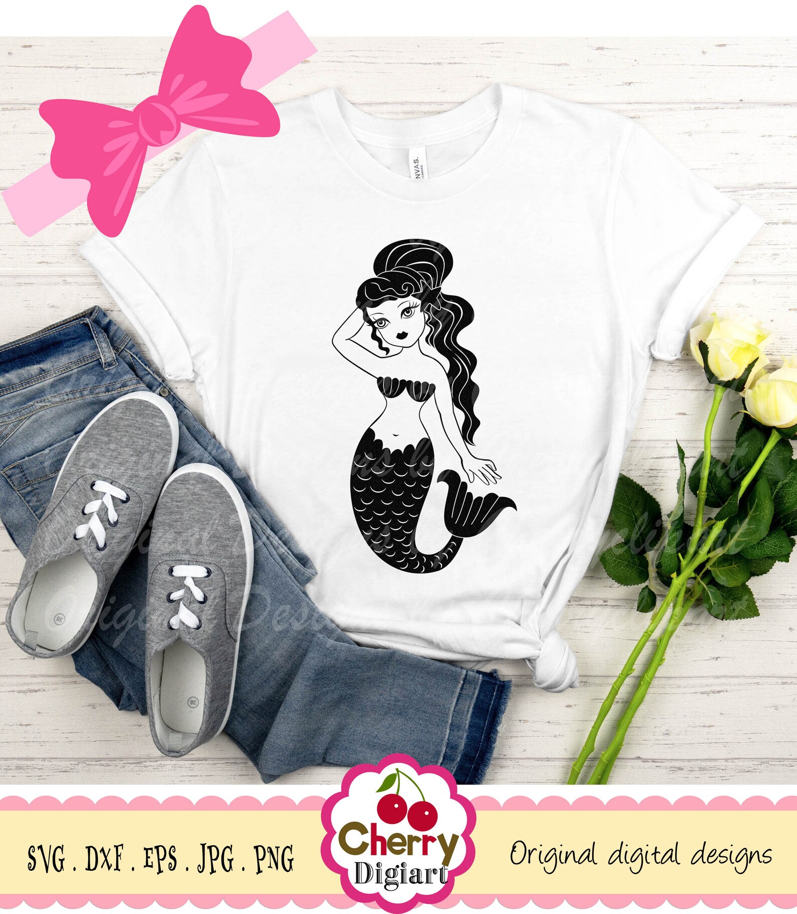 Long Ponytail Mermaid Svg Silhouette & Cricut Cut Design - Etsy