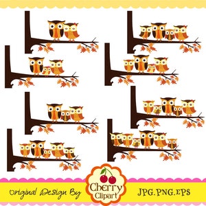 Autumn Cute Owls,family Owls Digital Clipart Set NO.AN029 For-personal ...