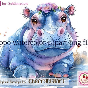 Hippos Watercolor Clipart Bundle, Hippo Printable, Hippo Png ...