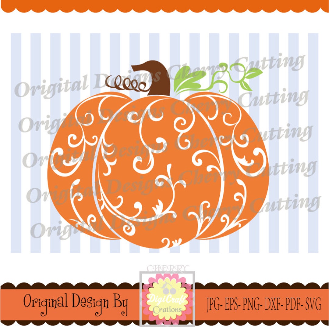Fall Pumpkin,floral Pattern Pumpkin,thanksgiving Pumpkin Silhouette Cut ...