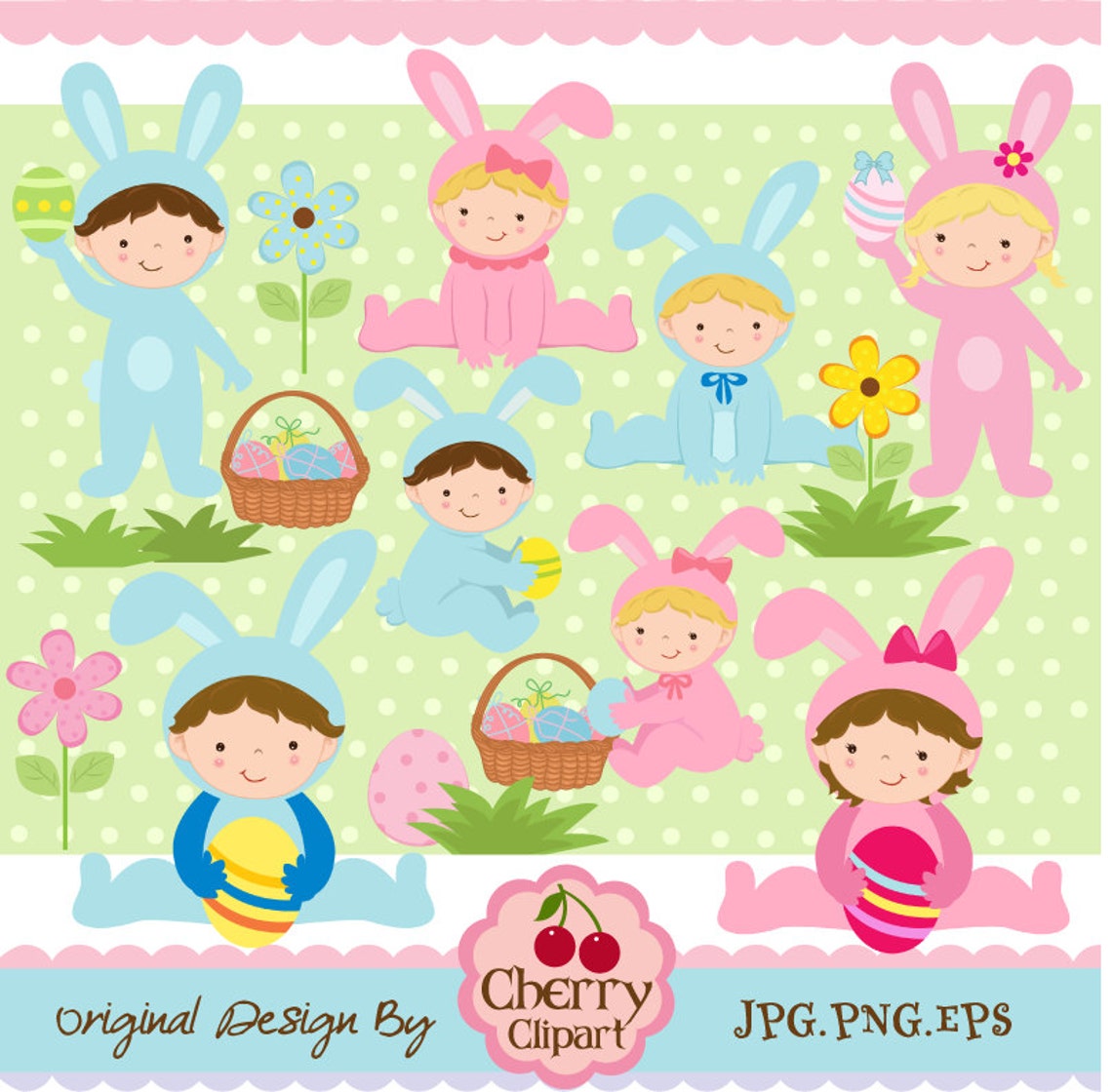 Easter Happy Kids Digital Clipart and Digital Matching Papers - Etsy