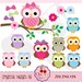 Cute Owls Digital Clipart Elements Set NO.AN021