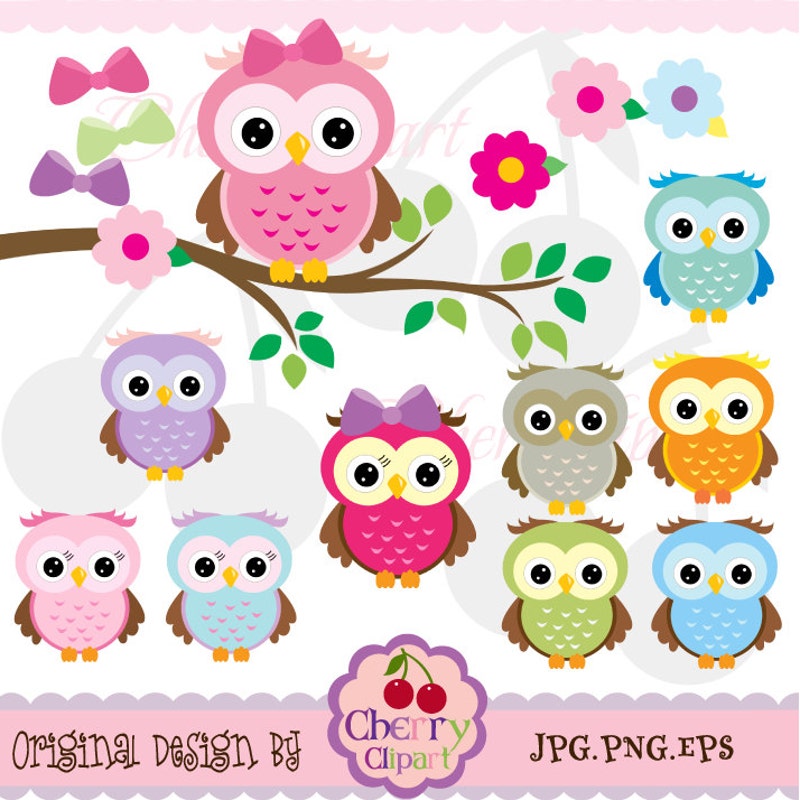 Cute Owls Clipart - Etsy