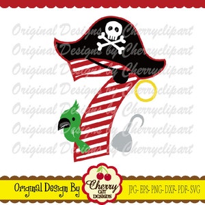 Pirate Number 7, Birthday Number 7 Svg, Pirate's Hat Number 7 Svg ...