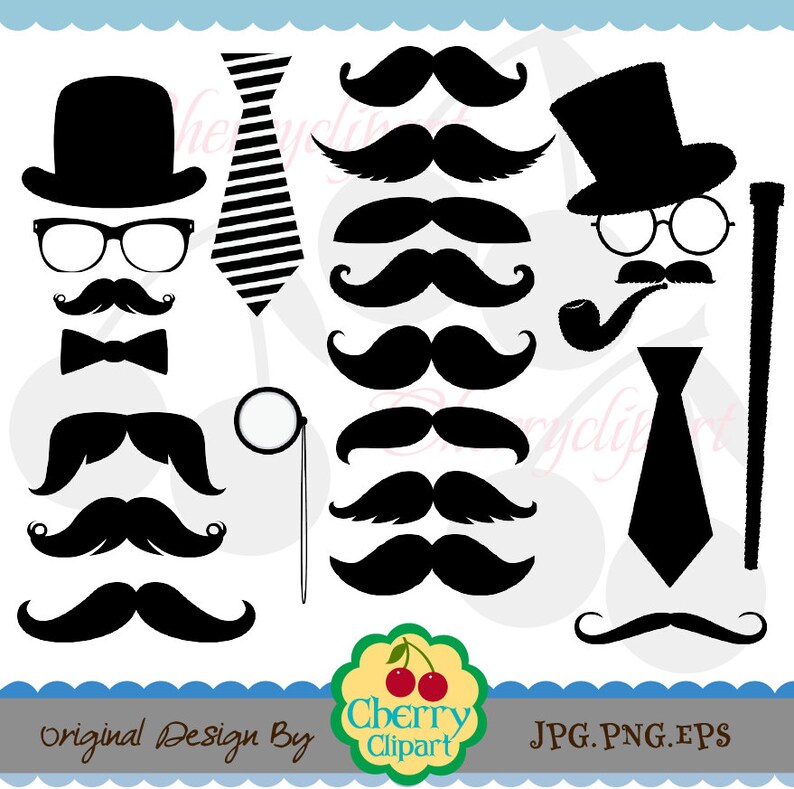 Mustache Party Digital Clipart Set personal and Commercial - Etsy