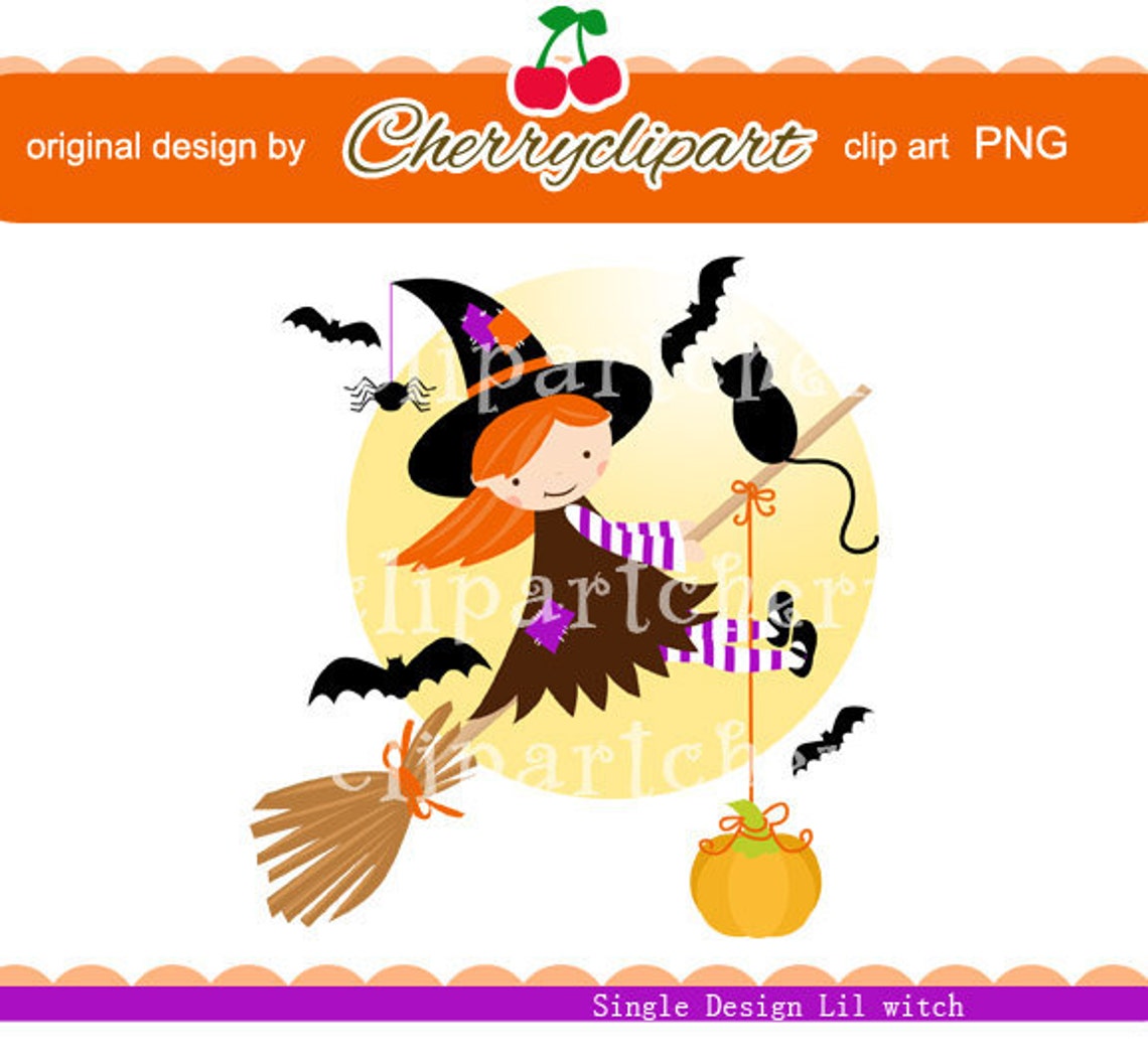 Halloween Cute Lil Witch Digital Clip Art for personal and - Etsy