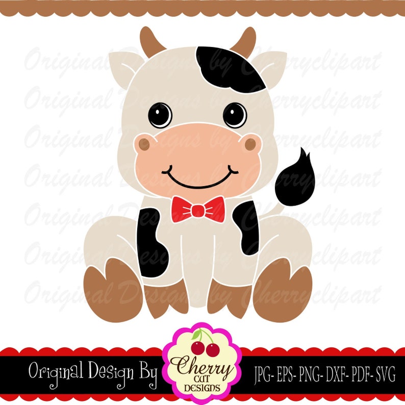 Baby Cow Svg Baby Cow With Bowtie Svg Silhouette & Circut Cut - Etsy