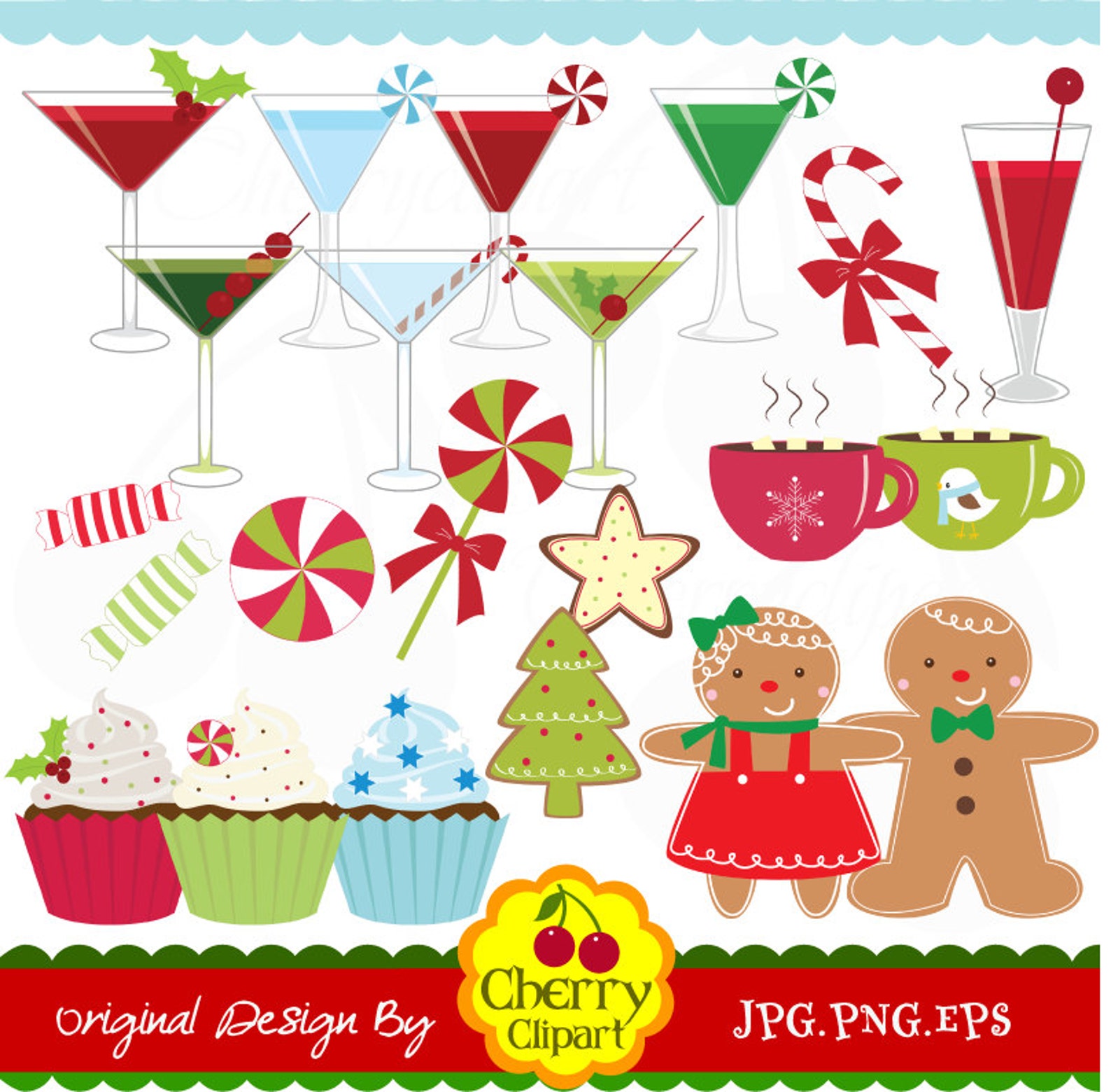 Christmas Sweet Treats and Holiday Drinks Digital Clipart - Etsy