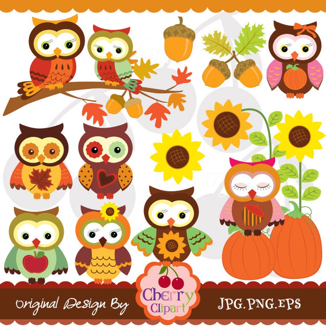 Autumn Owls Digital Clipart Set For-personal and Commercial Use-paper ...