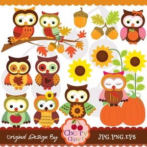 Autumn Owls Digital Clipart Set For-personal and Commercial Use-paper ...