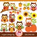 Autumn Owls Digital Clipart Set For-personal and Commercial Use-paper ...