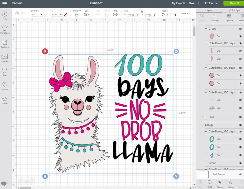 Back to School SVG Llama Girl Svg 100 Days No Prob Llama - Etsy
