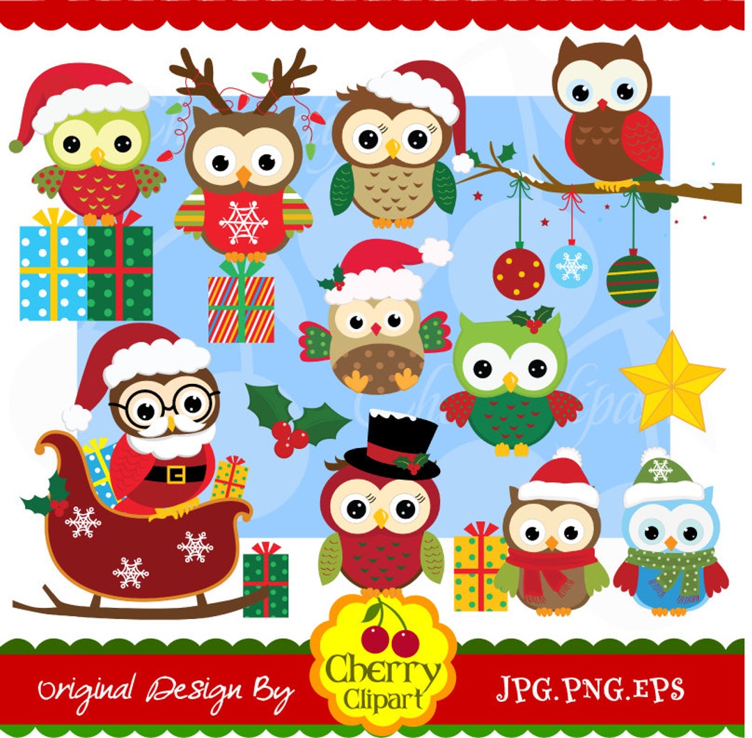 Christmas Owls Png Set for Paper Crafts,card Making, Scrapbooking, Web ...