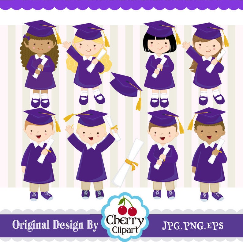 Graduation Boys and Girls Digital Clip Art Set purple - Etsy
