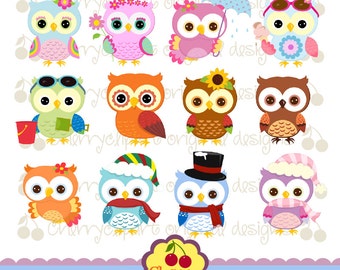 Autumn Owls Digital Clipart Set For-personal and Commercial | Etsy