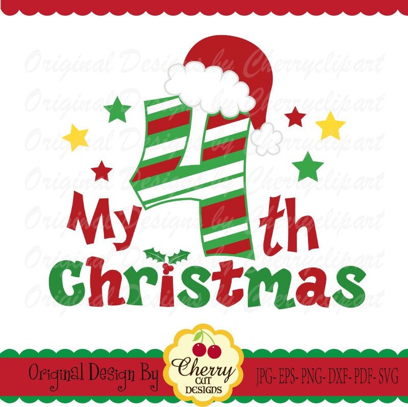 My 4th Christmas Santa Hat Number 4 Christmas SVG for Kids - Etsy