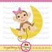 Monkey Girl SVG DXF Baby Monkey on the Moon Svg Silhouette & - Etsy