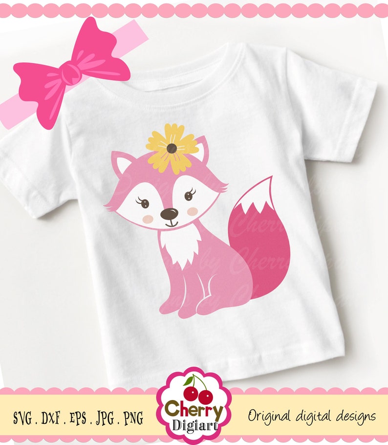 Fox svgfox girl svg fox with flower svg Silhouette & Circut | Etsy