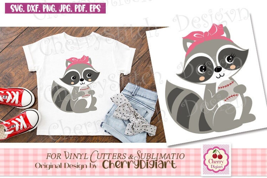 Racoon Girl With Baseball Svg Png Jpg Silhouette & Cricut Cut Files ...