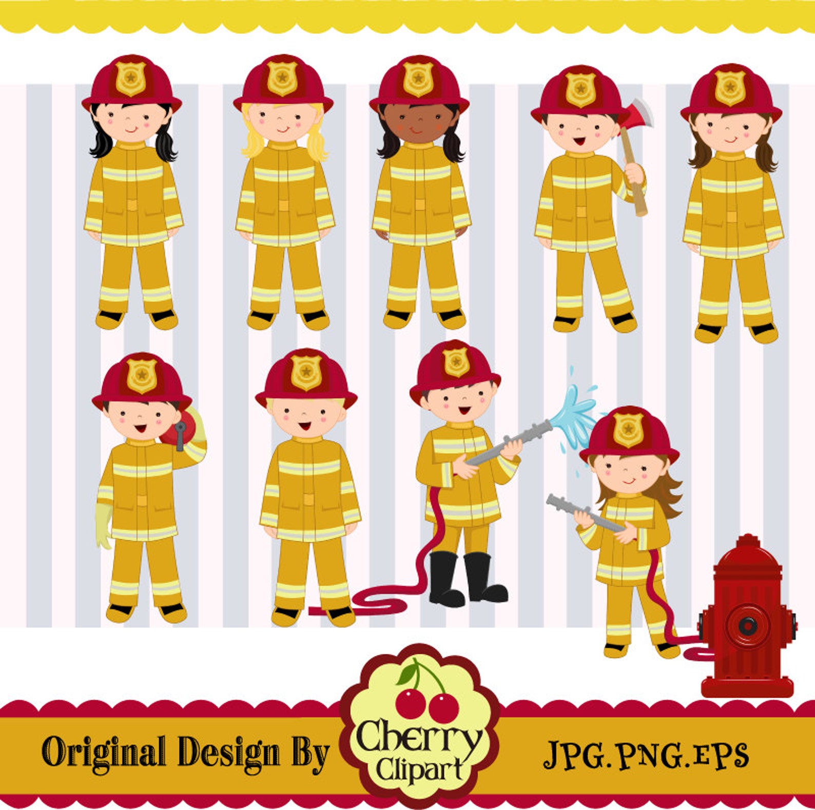 Firefighter Kids Firefighter Design Elements personal and - Etsy