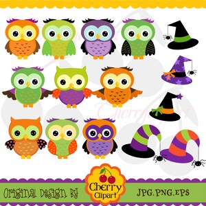 Halloween Cute Owls Digital Clipart Elements Set for -personal and ...