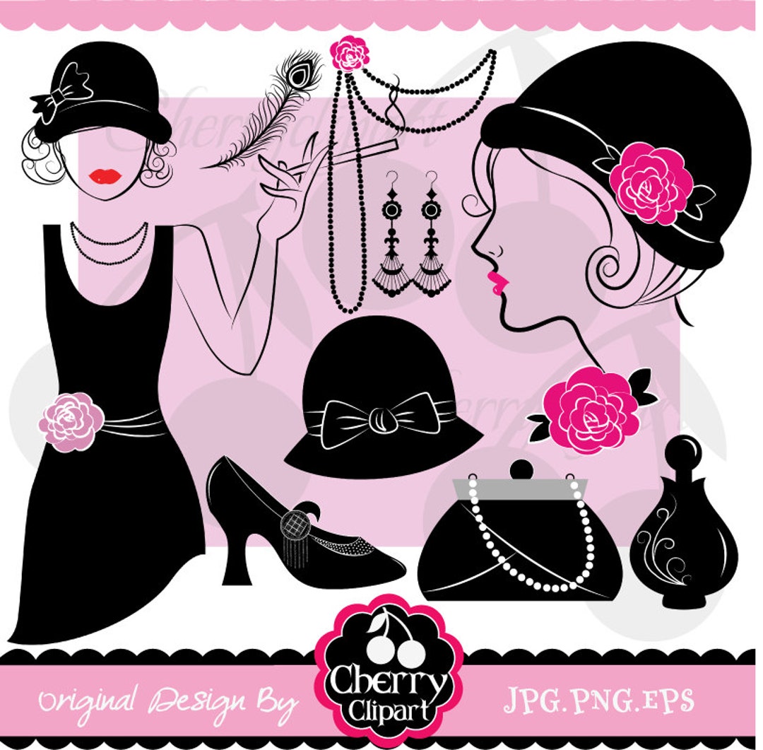 Flapper Girl Retro Party png Clipart für Papierbasteln ...