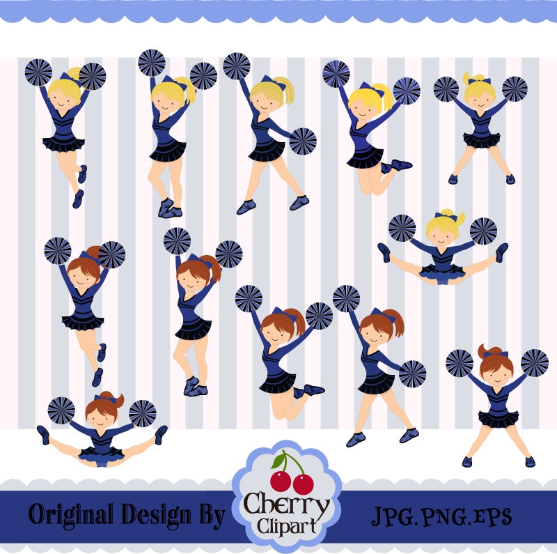 Royal Blue and Black Cheerleaders Digital Clipart - Etsy