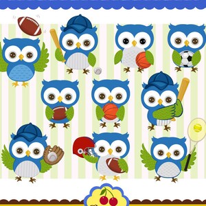 Sports Owls Digital Clip Art Set -personal and Commercial Use - Etsy