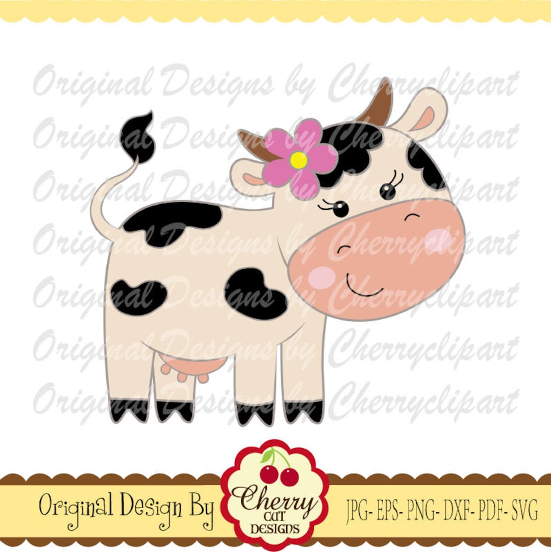 Bloem koe SVG PNG: landbouwhuisdieren sublimatiekunst (digitale ...