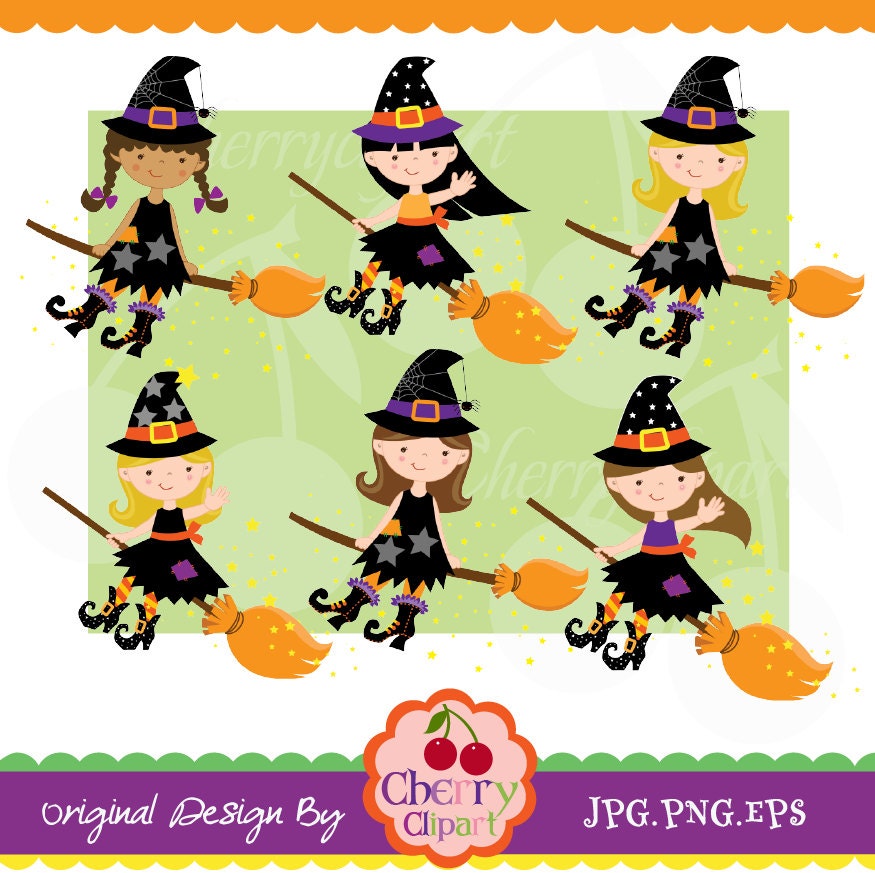 Halloween Cute Witches and Witch Feet Digital Clipart Set - Etsy UK