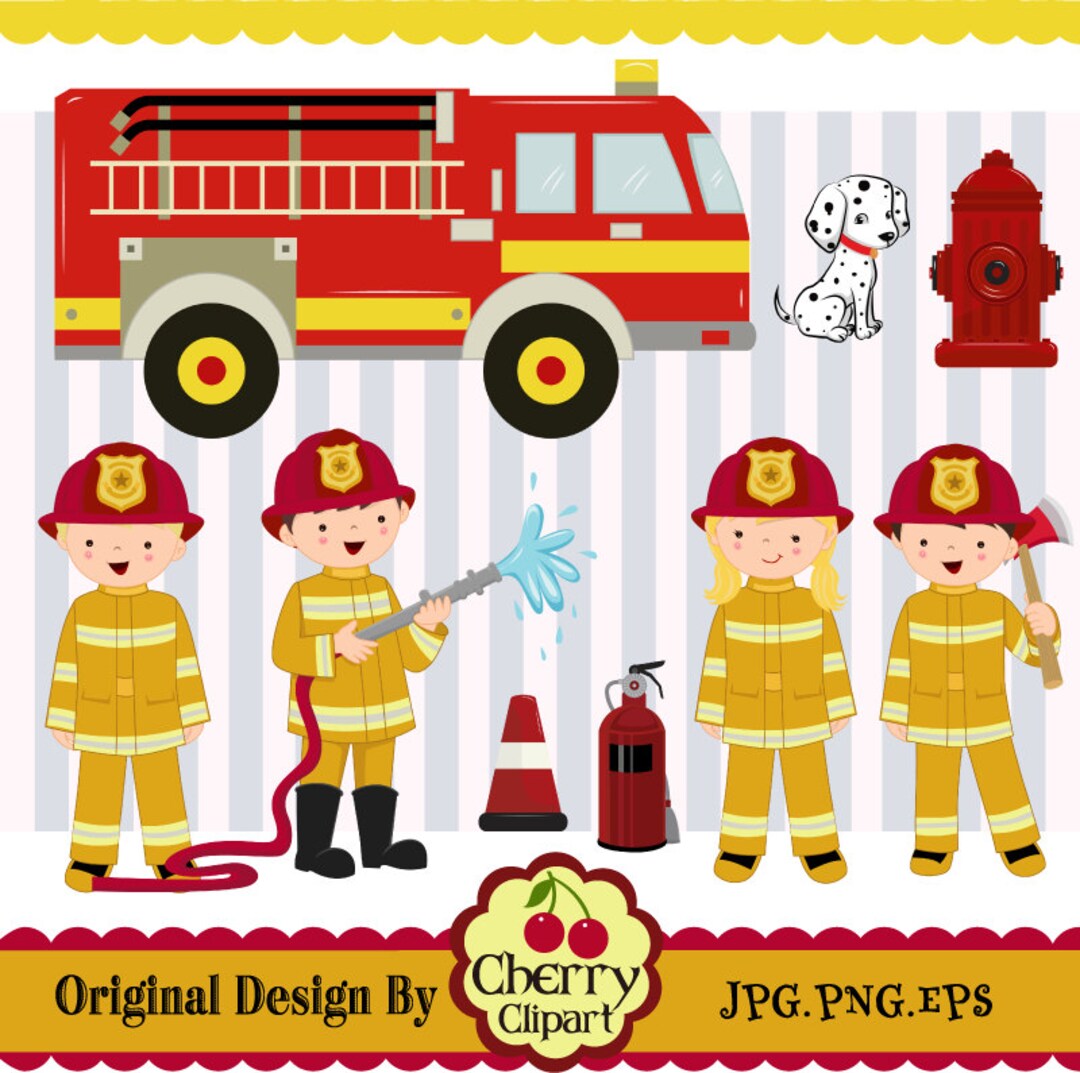 Firefighter Kids Firefighter Design Elements -personal and Commercial ...
